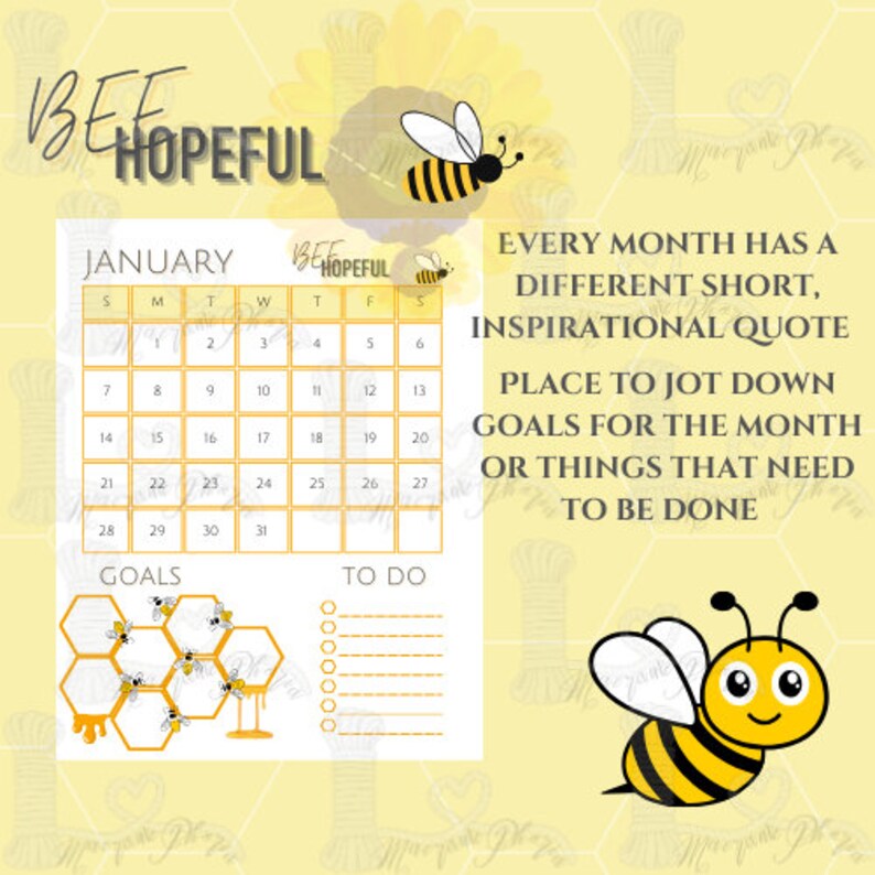 Bee Calendar/planner - Etsy