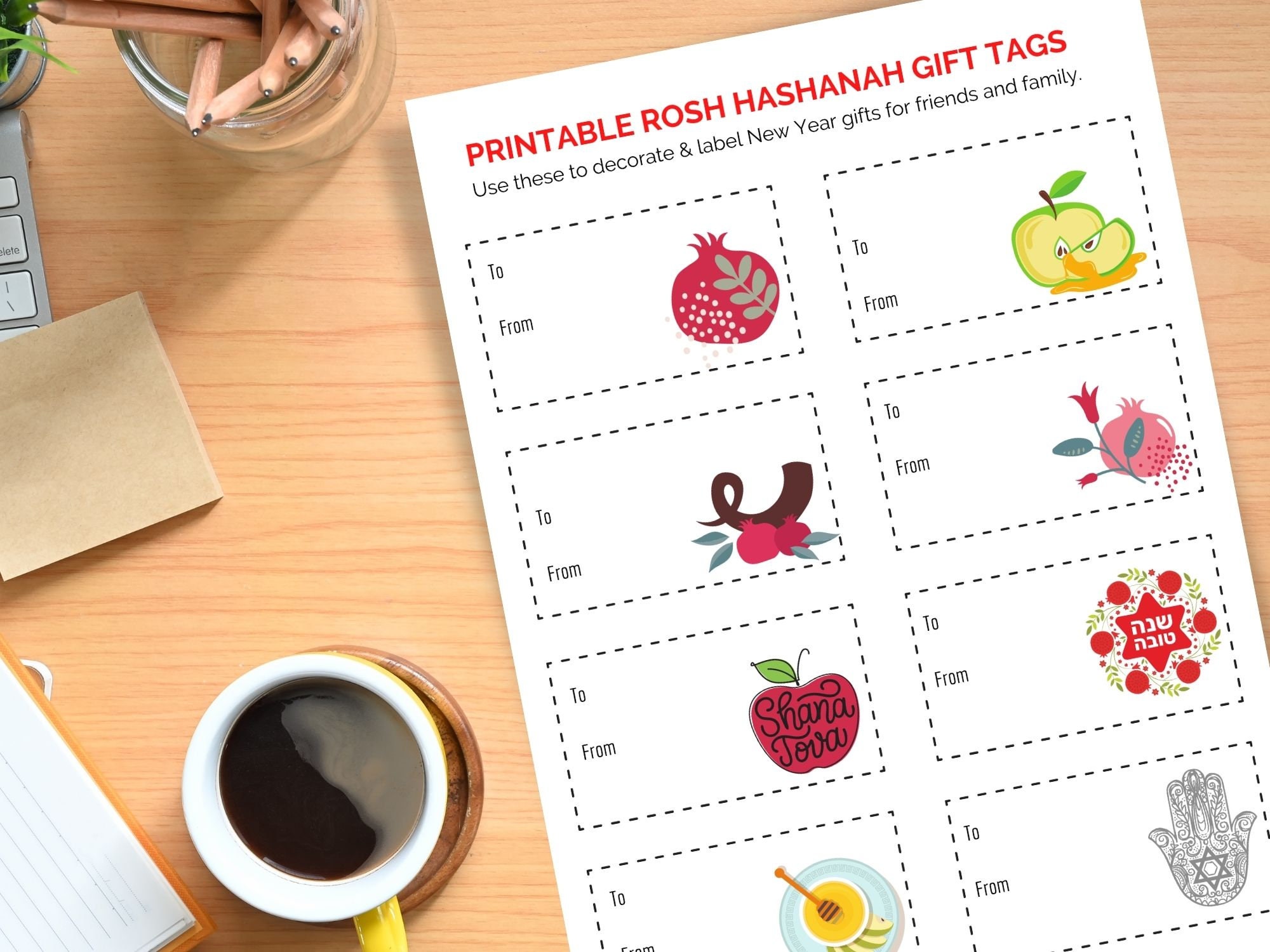 Rosh Hashanah Gift Tags. Instant Download 16 Designs. - Etsy
