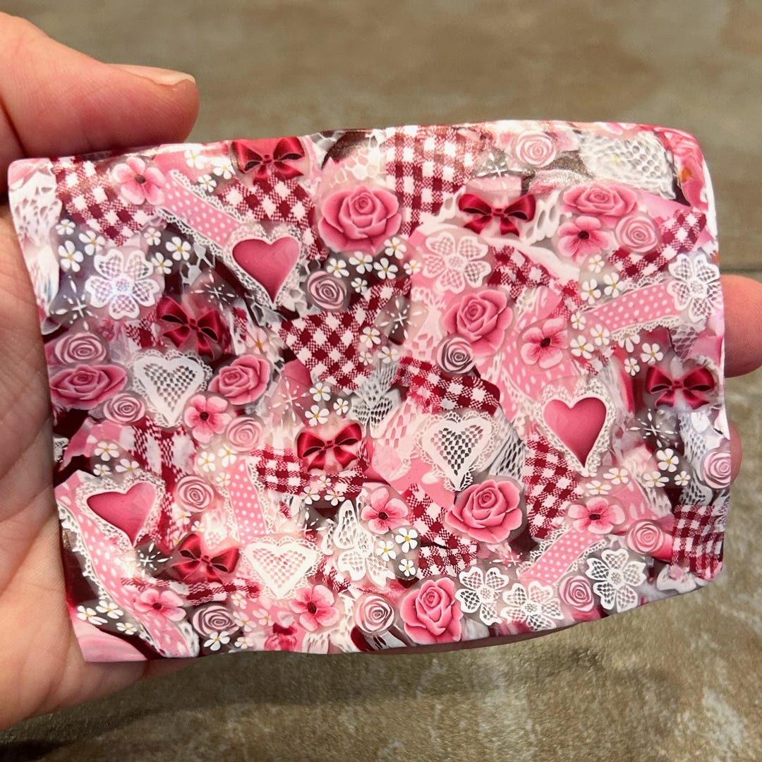 Unbaked Pre-rolled Polymer Clay Shabby Chic Valentine Sheet Veneer Slab ...