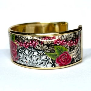 Black Lace and Roses Cuff Bracelet - Etsy