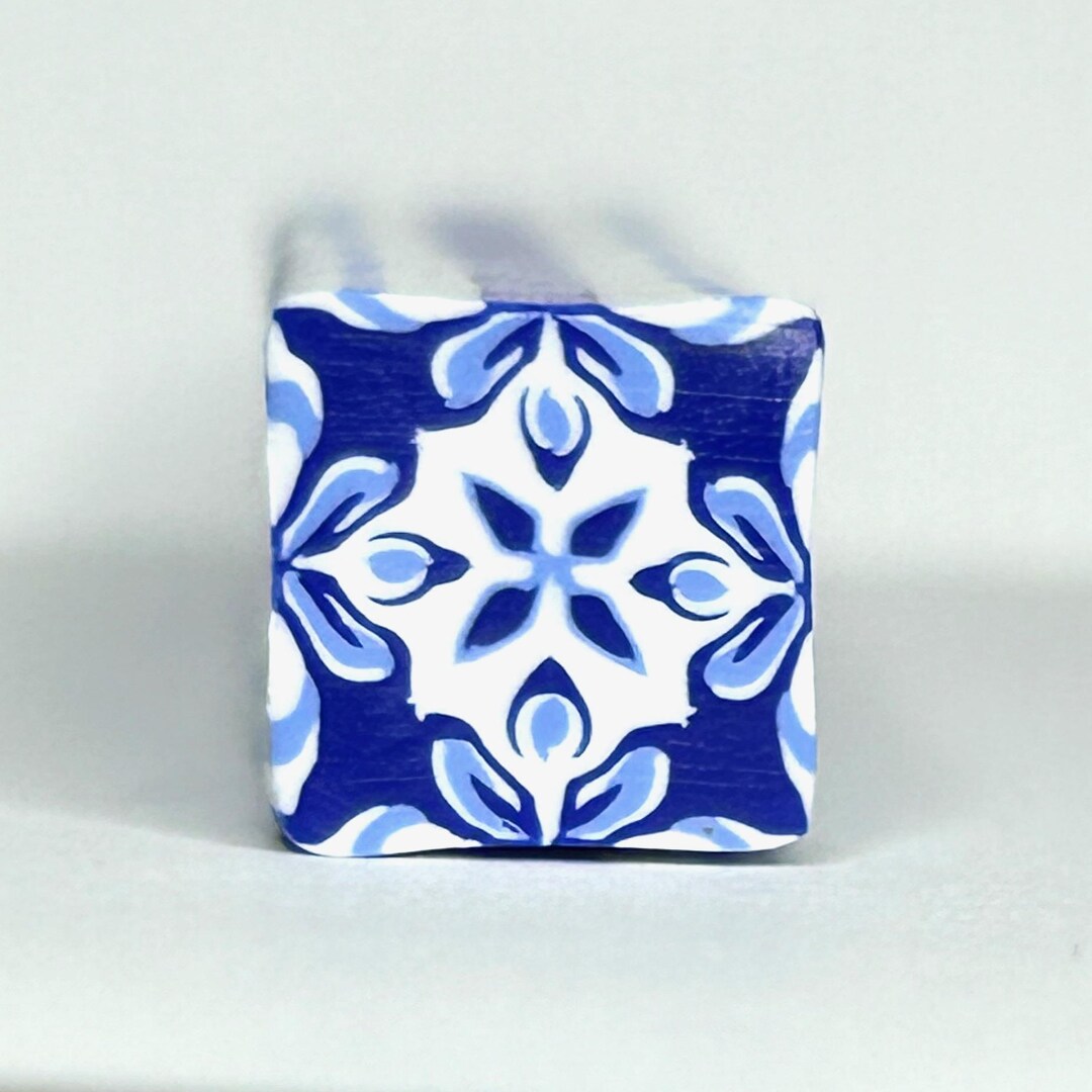 Small Unbaked Polymer Clay Blue Tile Cane - Etsy