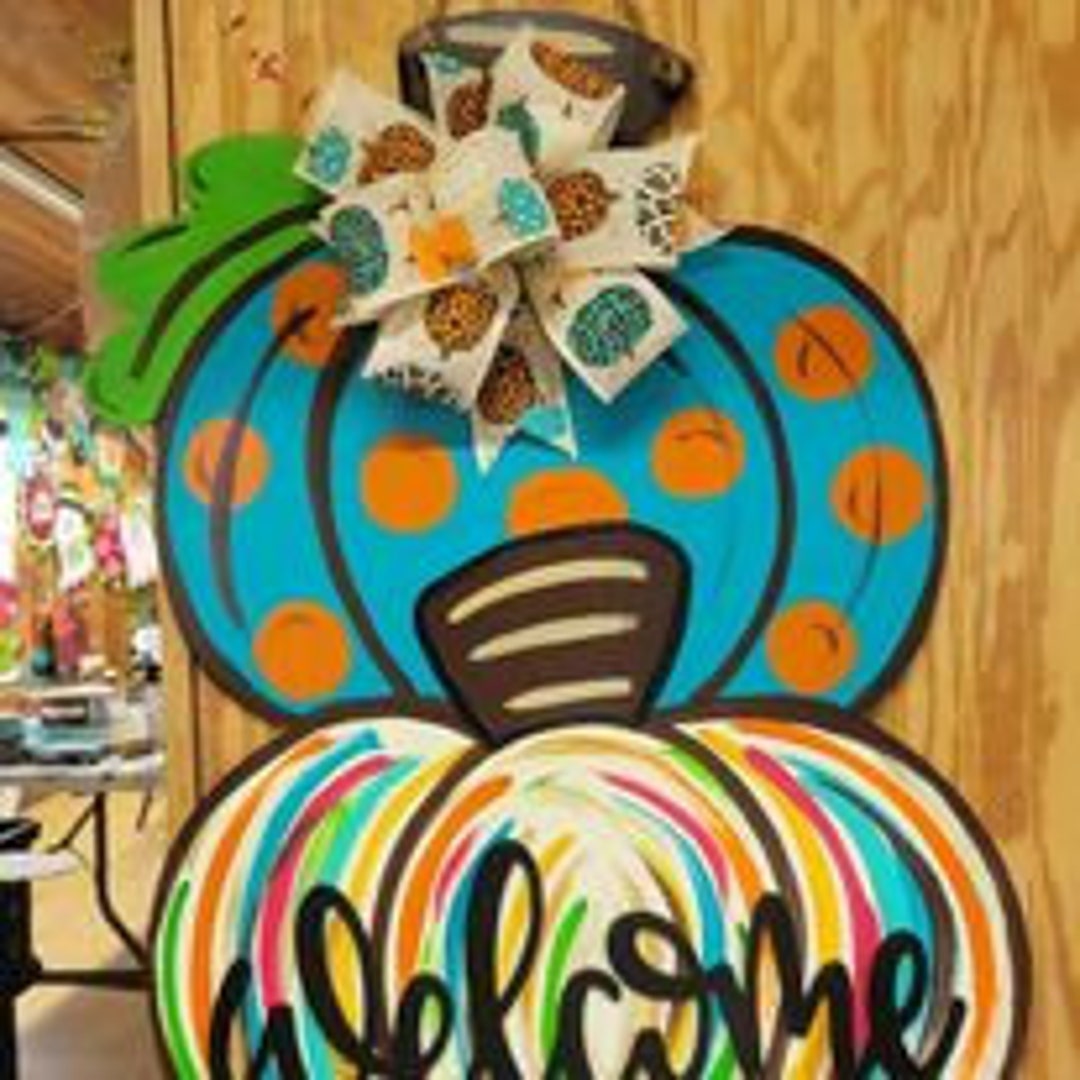 Fall Double Stack Welcome Pumpkin Door Hanger, Can Be Done is Any ...