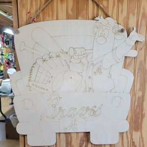 Atlanta Braves Blooper Baseball Truck Unfinished Wood - Etsy