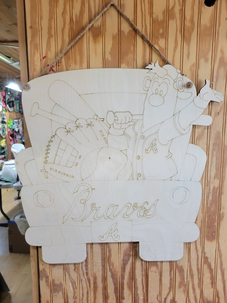 Atlanta Braves Blooper Baseball Truck Unfinished Wood - Etsy