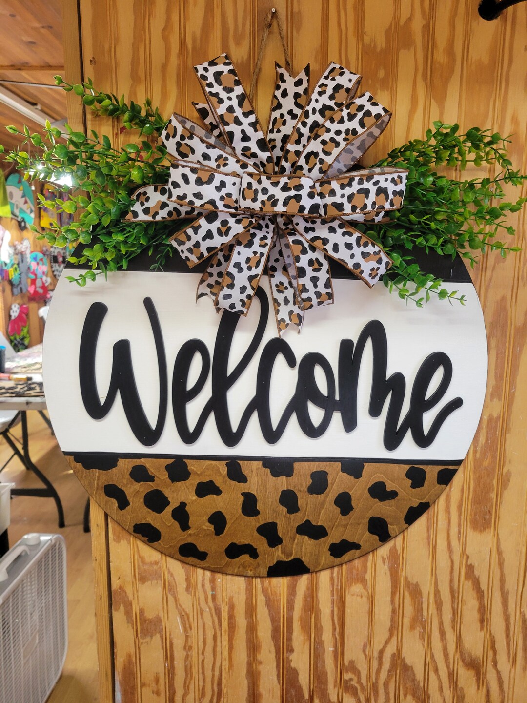 Welcome Cheetah/leopard Door Hanger - Etsy