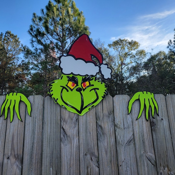 Grinch Fence Peeker - Etsy