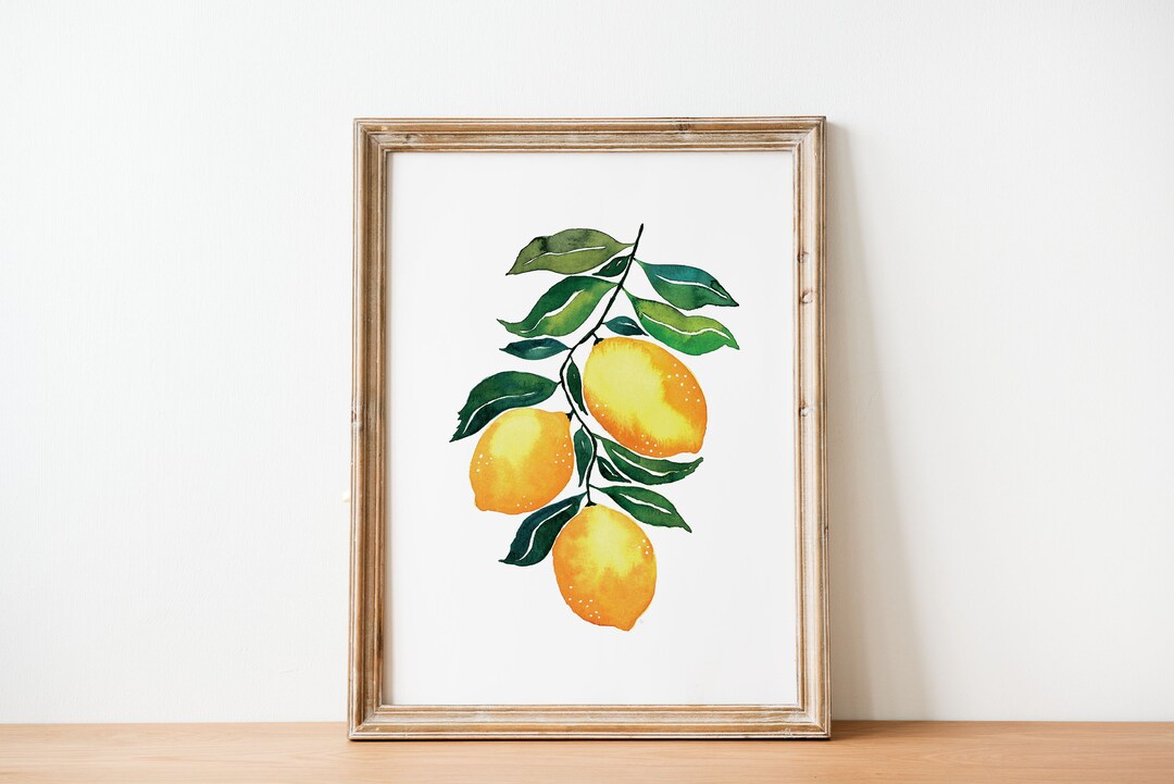 Lemon Watercolor Print, Lemon Printable Wall Art, Instant Download ...