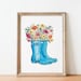 Rain Boots With Flowers Print, Spring Wall Art, Watercolor Painting ...