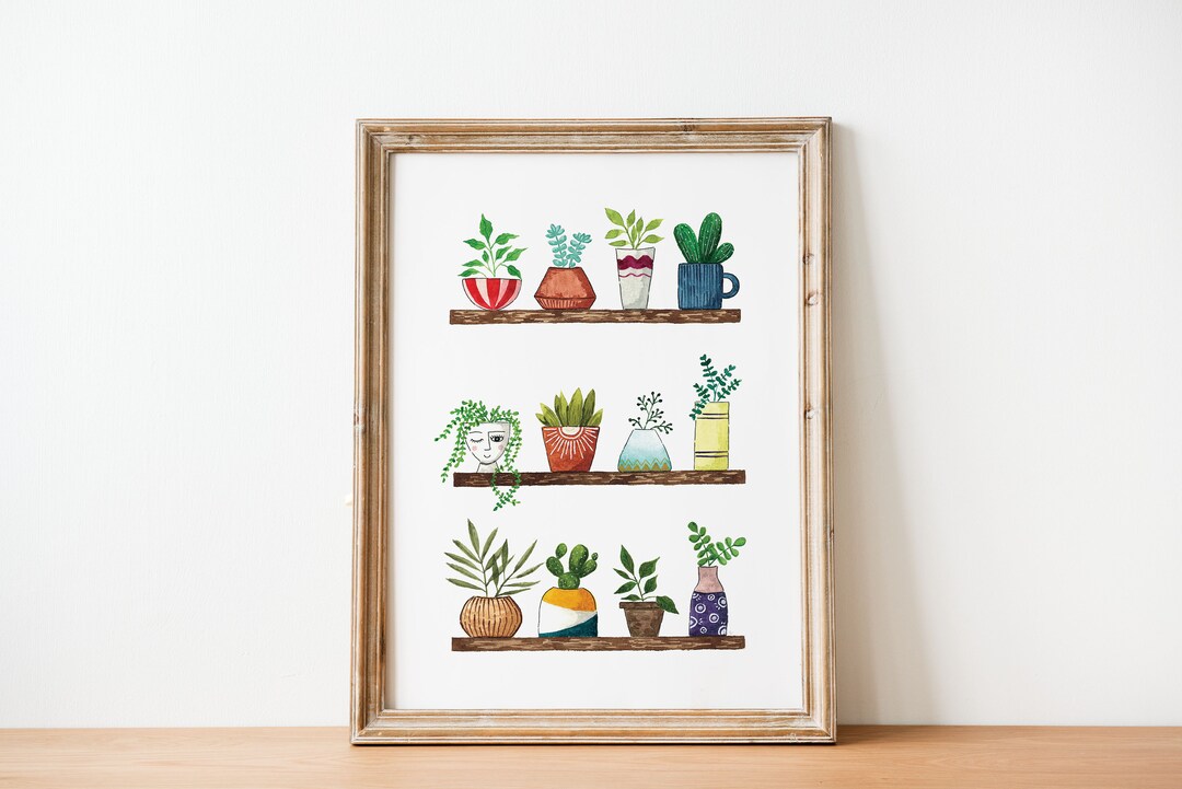 House Plants Print, Watercolor Plants, Botanical Wall Art, Indoor ...