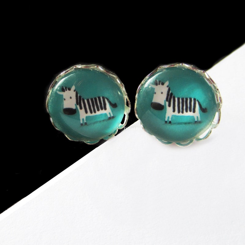 Zebra Stud Earrings - Etsy