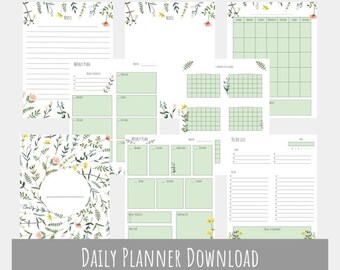 Green Daily Planner Printable Printable A4 Daily Planner - Etsy