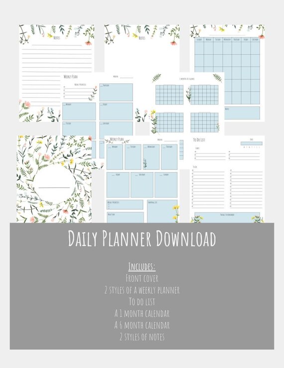 Blue Daily Planner Printables | Etsy