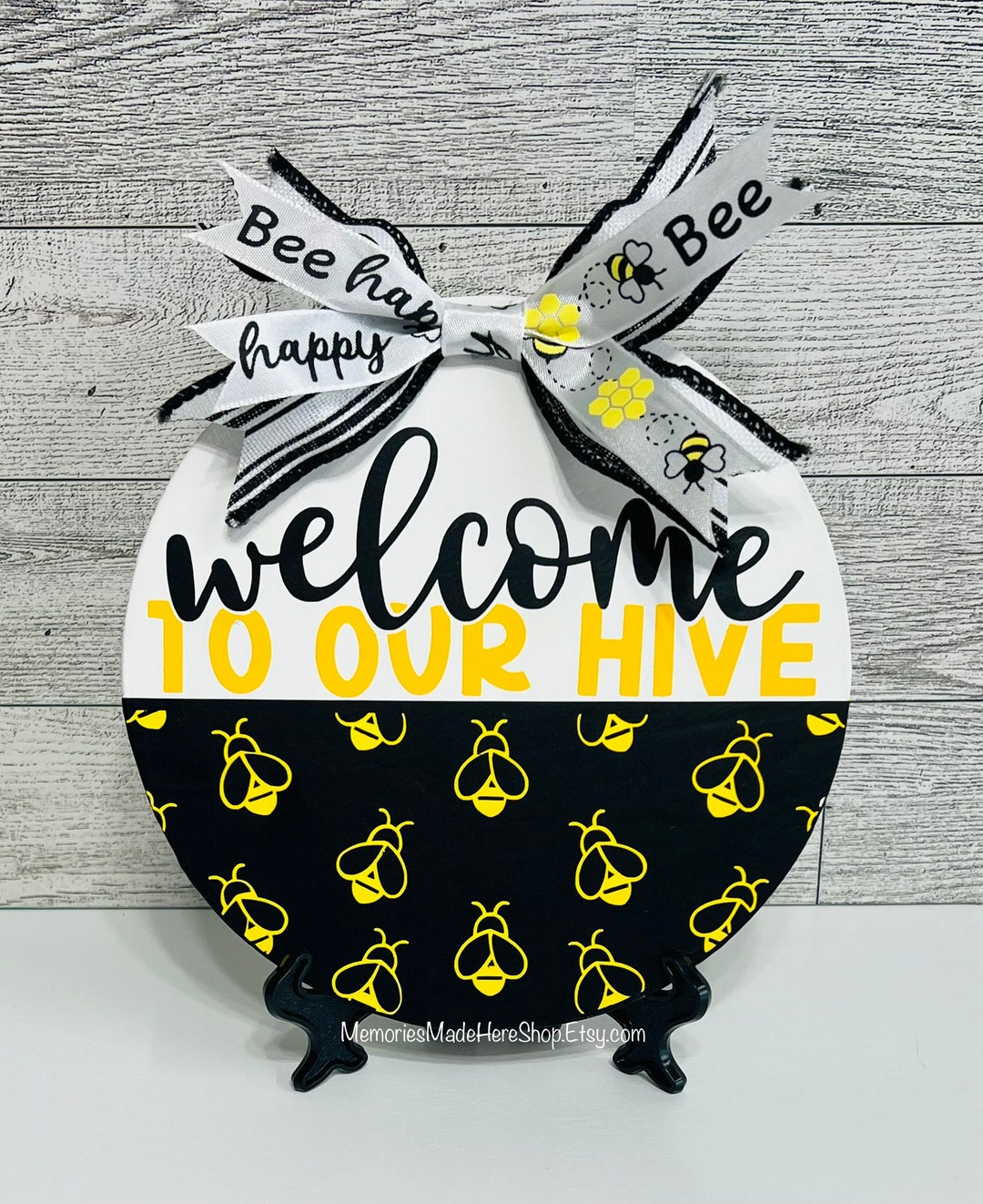 Welcome to the Beehive, Bee Wood Decor, Bee Wood Round - Etsy