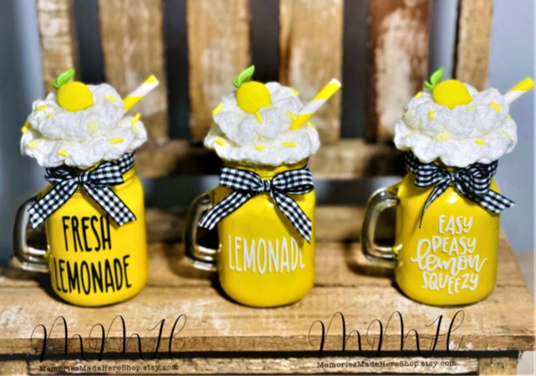 Lemonade Mini Mason Jar, Lemon Decor, Lemon Tiered Tray Decor - Etsy