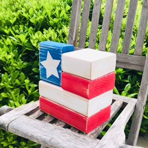 American Flag Block Decor, Independence Day, 4th of July Block Decor ...