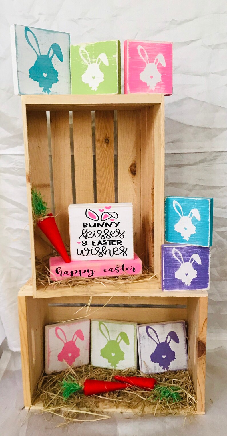 Tiered Tray Decor Easter Block Decor Easter Decor Bunny - Etsy