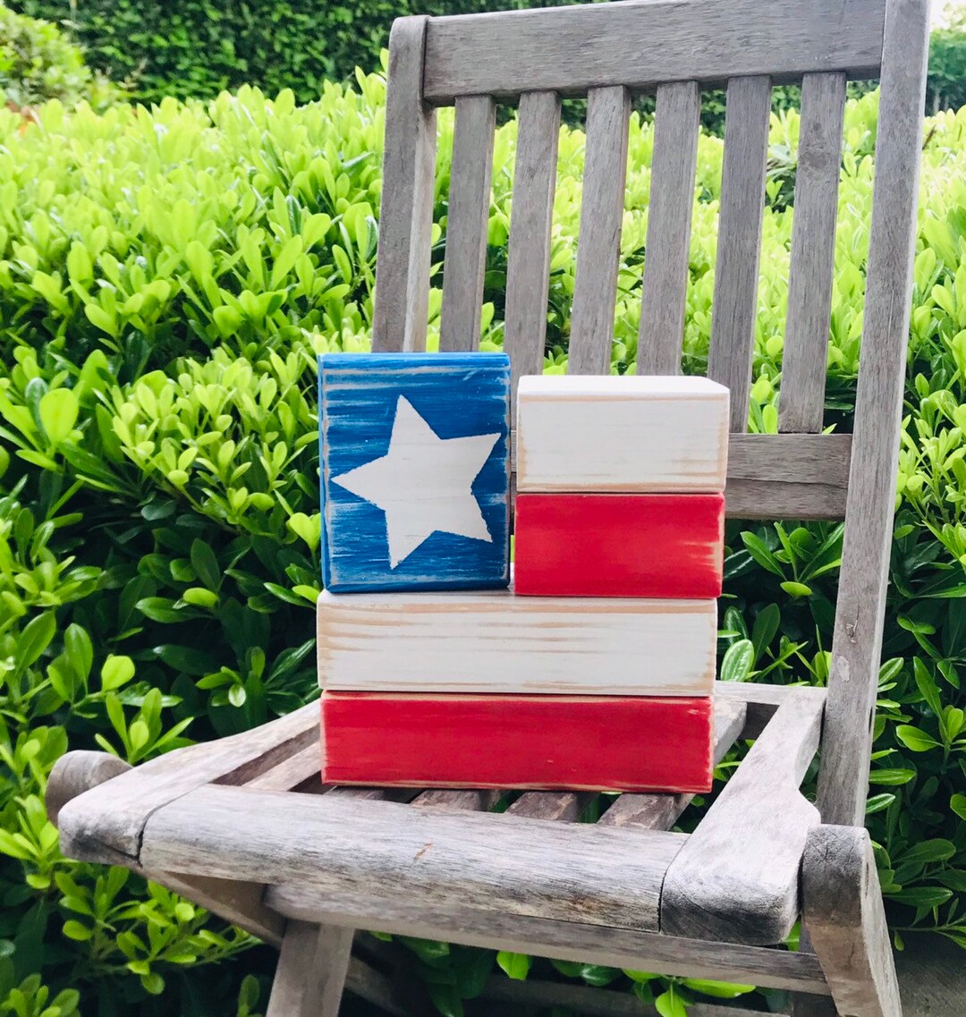 American Flag Block Decor, Independence Day, 4th of July Block Decor ...