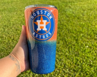 Personalized Glittered Houston Astros Tumbler Blue Glitter Custom ...