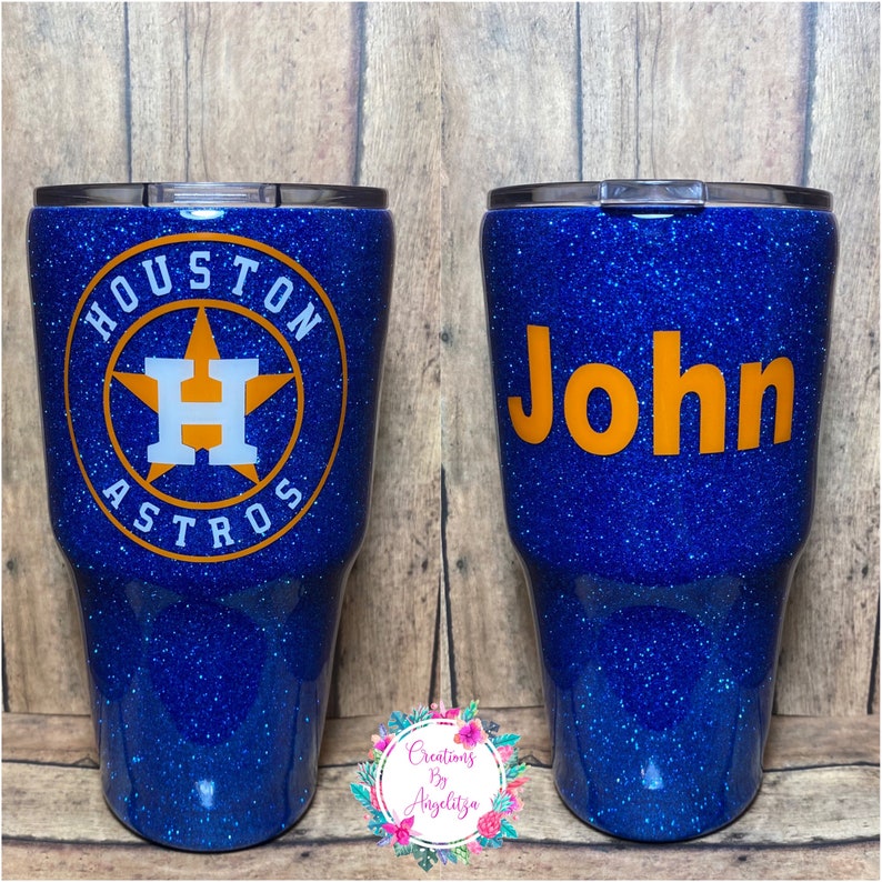 Personalized Glittered Houston Astros Tumbler Blue Glitter - Etsy