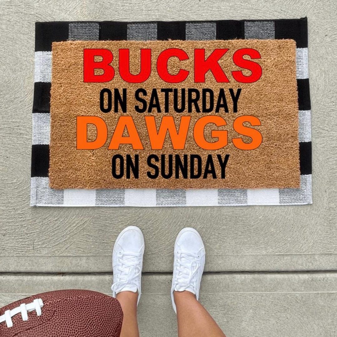 Bucks on Saturday Dawgs on Sunday Coir Doormat: Ohio Football Welcome ...