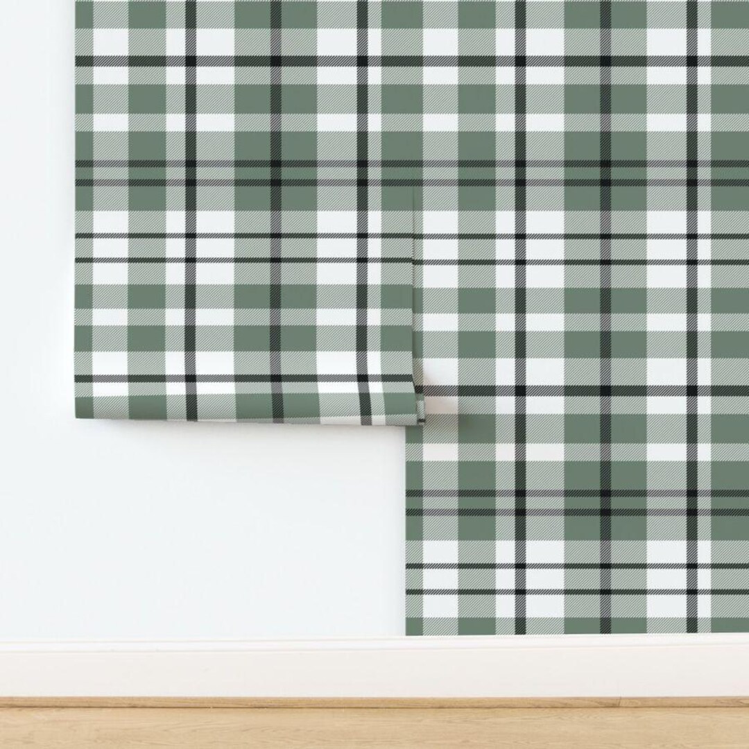 Gender Neutral Green Tartan Plaid Wallpaper for Kid's Bedroom, Modern ...