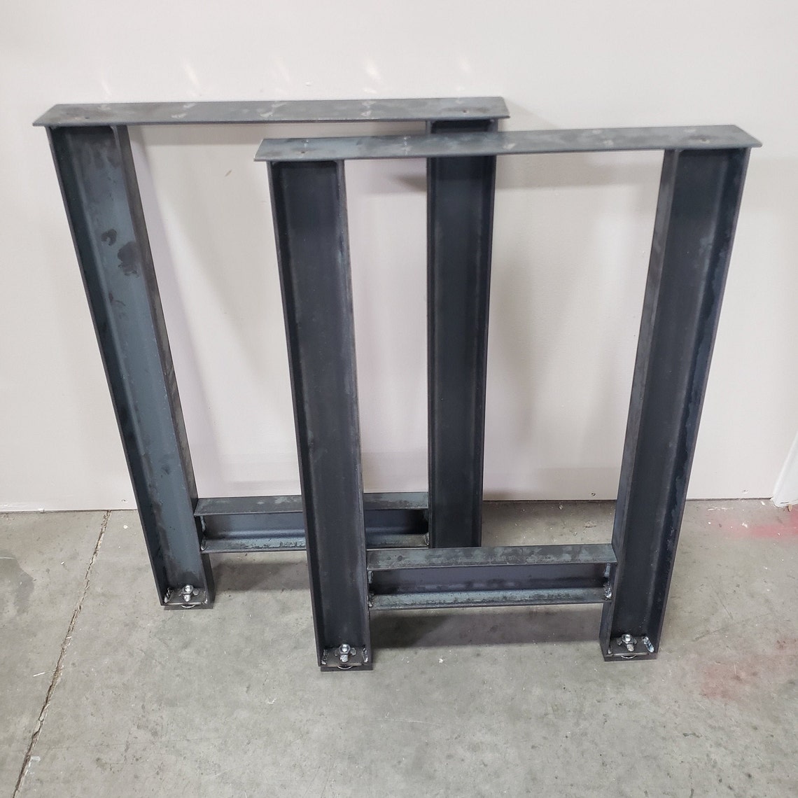 Steel Metal Table Legs (pair) - Farmhouse Rustic - Raw Steel - Outward ...