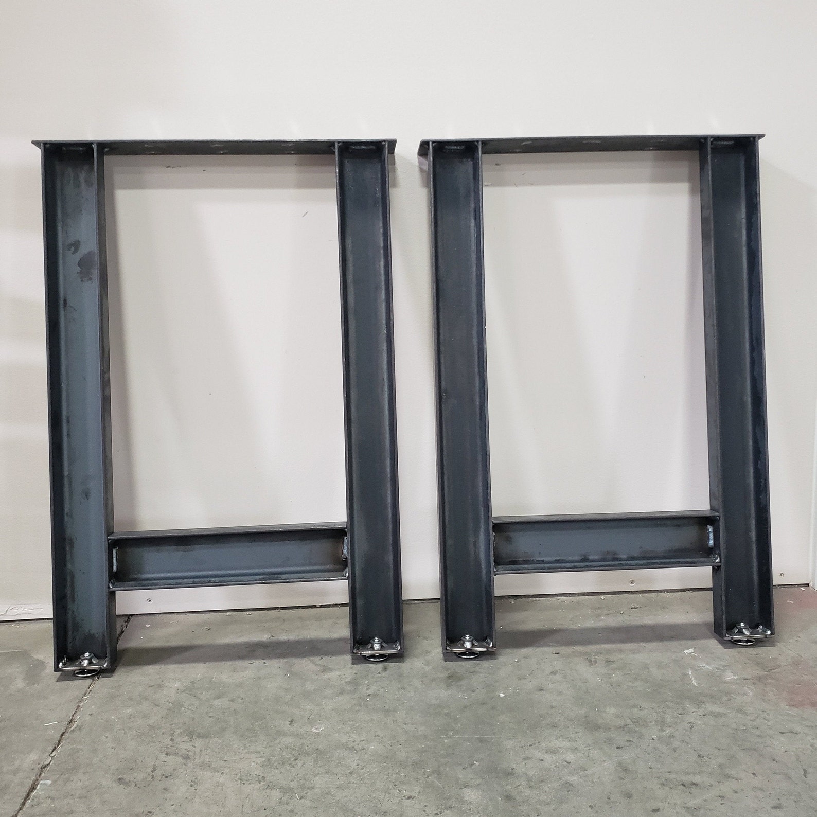 Steel Metal Table Legs (pair) - Farmhouse Rustic - Raw Steel - Outward ...