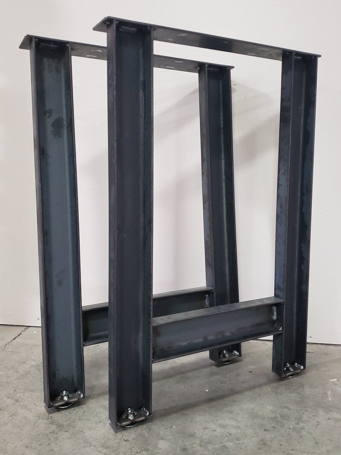 Steel Metal Table Legs (pair) - Farmhouse Rustic - Raw Steel - Outward ...