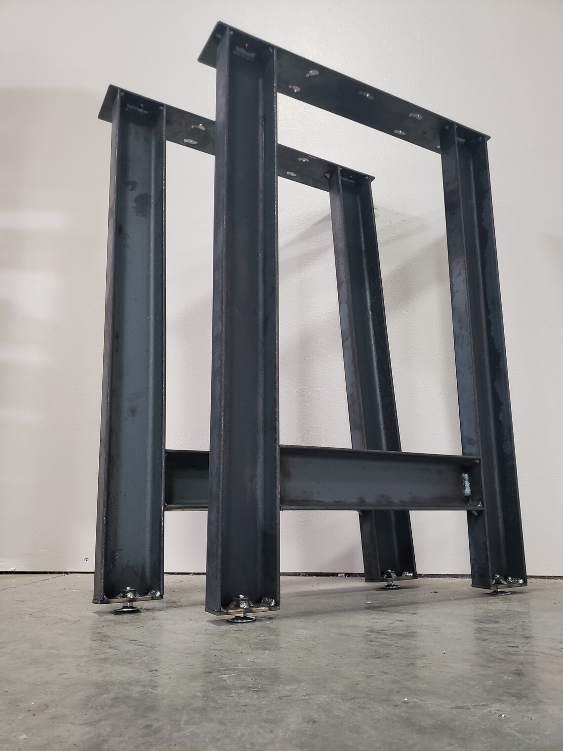 Steel Metal Table Legs (pair) - Farmhouse Rustic - Raw Steel - Outward ...