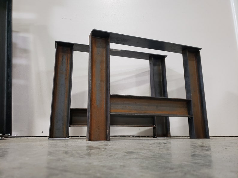 Steel Metal Table Legs (pair) - Farmhouse Rustic - Rusted - End Facing ...