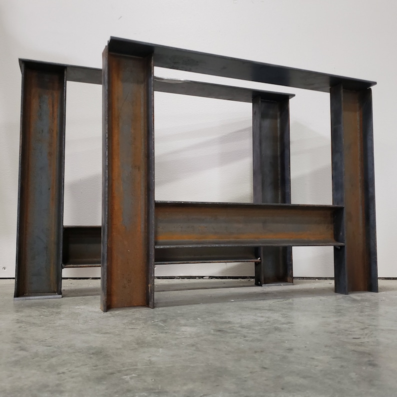 Steel Metal Table Legs (pair) - Farmhouse Rustic - Rusted - End Facing ...
