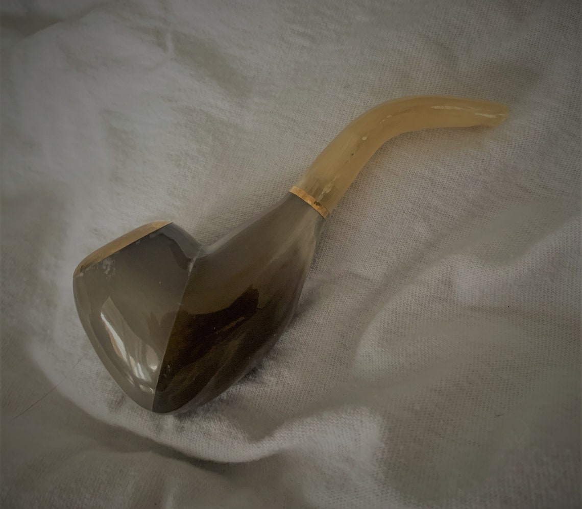 Nature Buffalo Horn Tobacco Pipe With Stand & Copper Bowl | Etsy