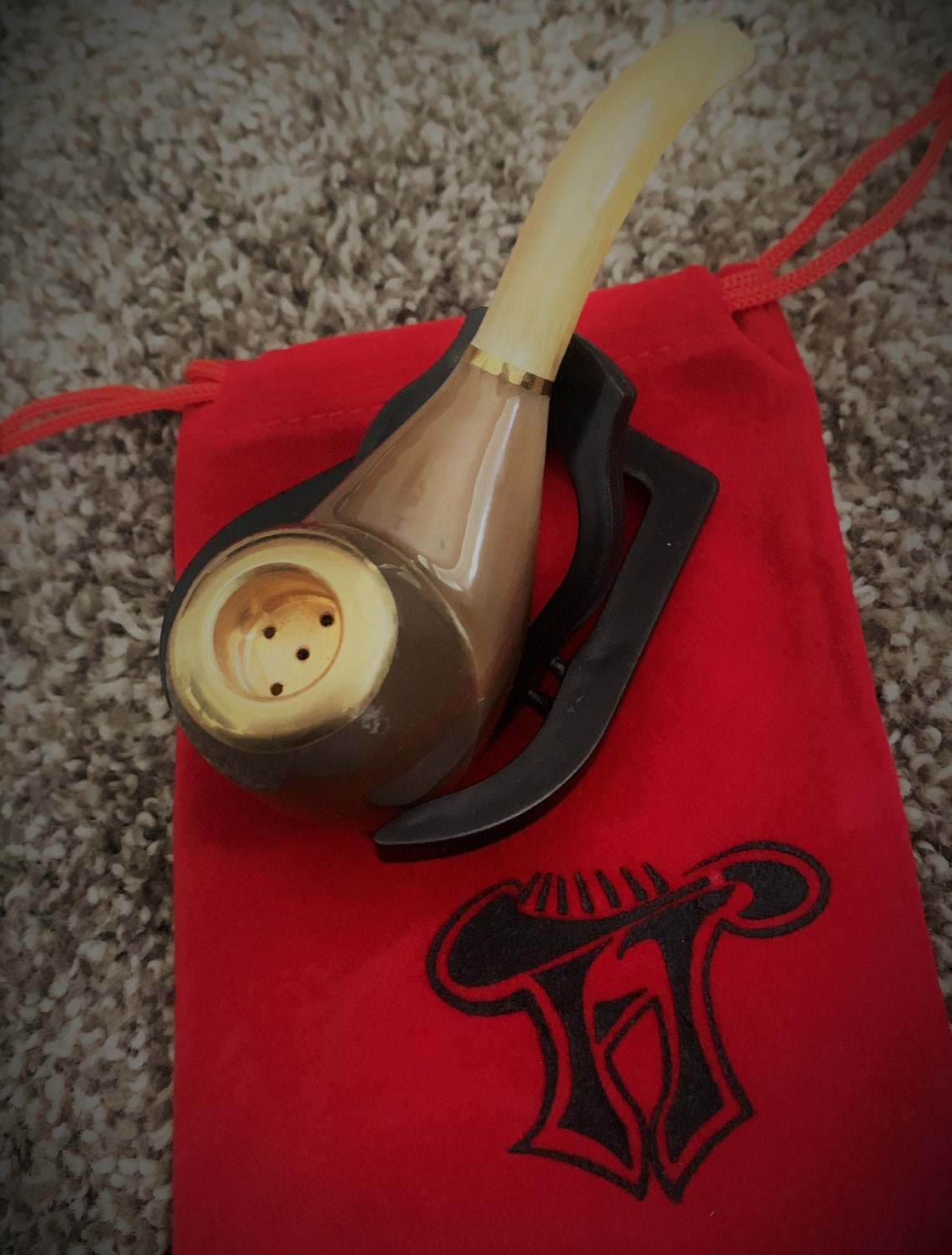 Nature Buffalo Horn Tobacco Pipe With Stand & Copper Bowl | Etsy