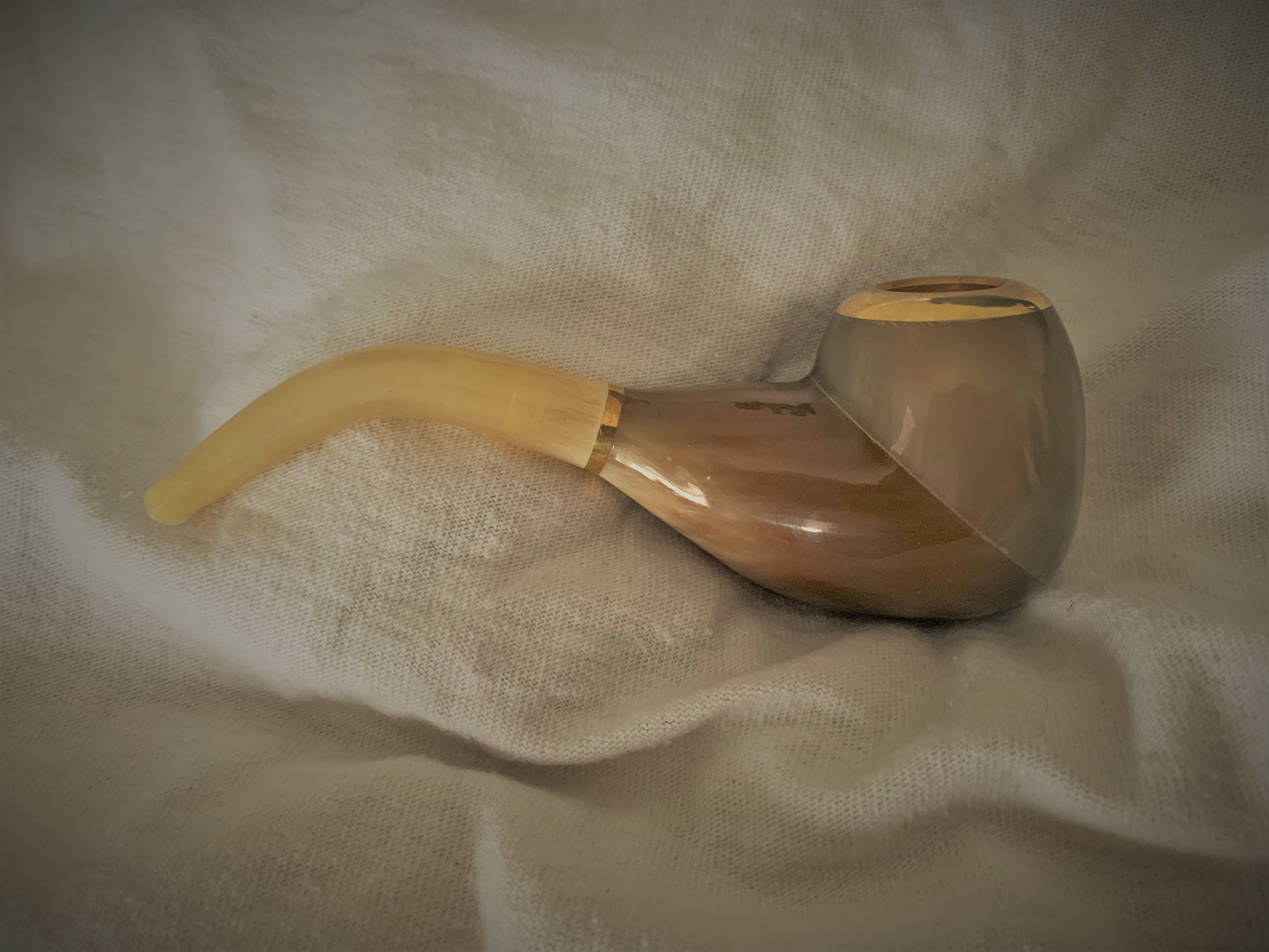 Nature Buffalo Horn Tobacco Pipe With Stand & Copper Bowl - Etsy