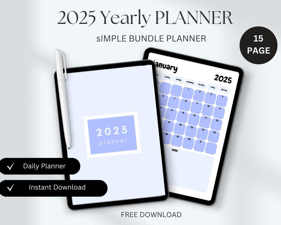 Blue 2025 Yearly Planner || 2025 Year Planner || Editable Year Planner ...