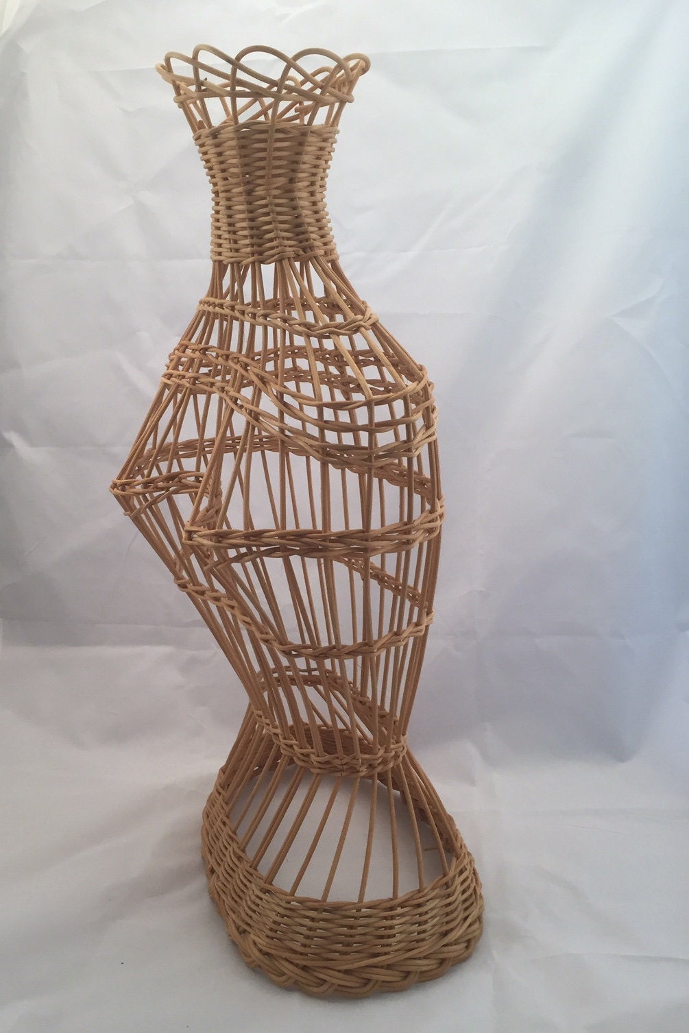 Vintage Handmade Torso Wicker Rattan Mannequin Model Table Display Form ...