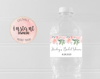 30 Pink Roses Water Bottle Labels for Bridal Showers - Etsy