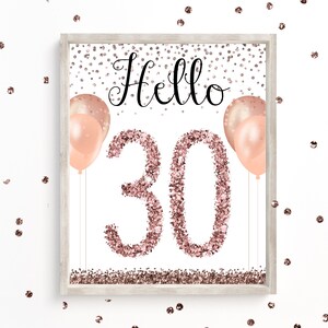 Printable Hello 30 Sign, 30th Birthday Sign, Printable 30th Birthday ...