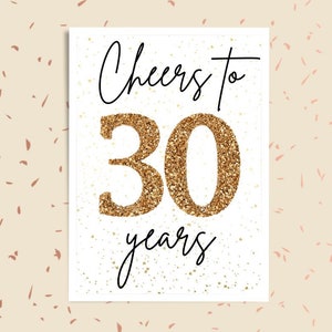 Printable Cheers to 30 Years Sign, 30th Birthday Sign, 30th Anniversary ...