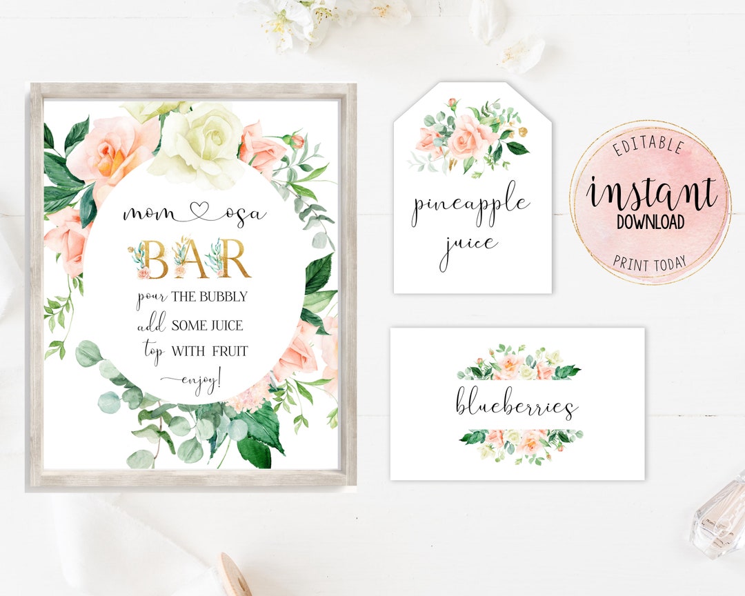 Mom-osa Bar Set, Printable Momosa Bar Sign, Juice Tags, Fruit Tent ...