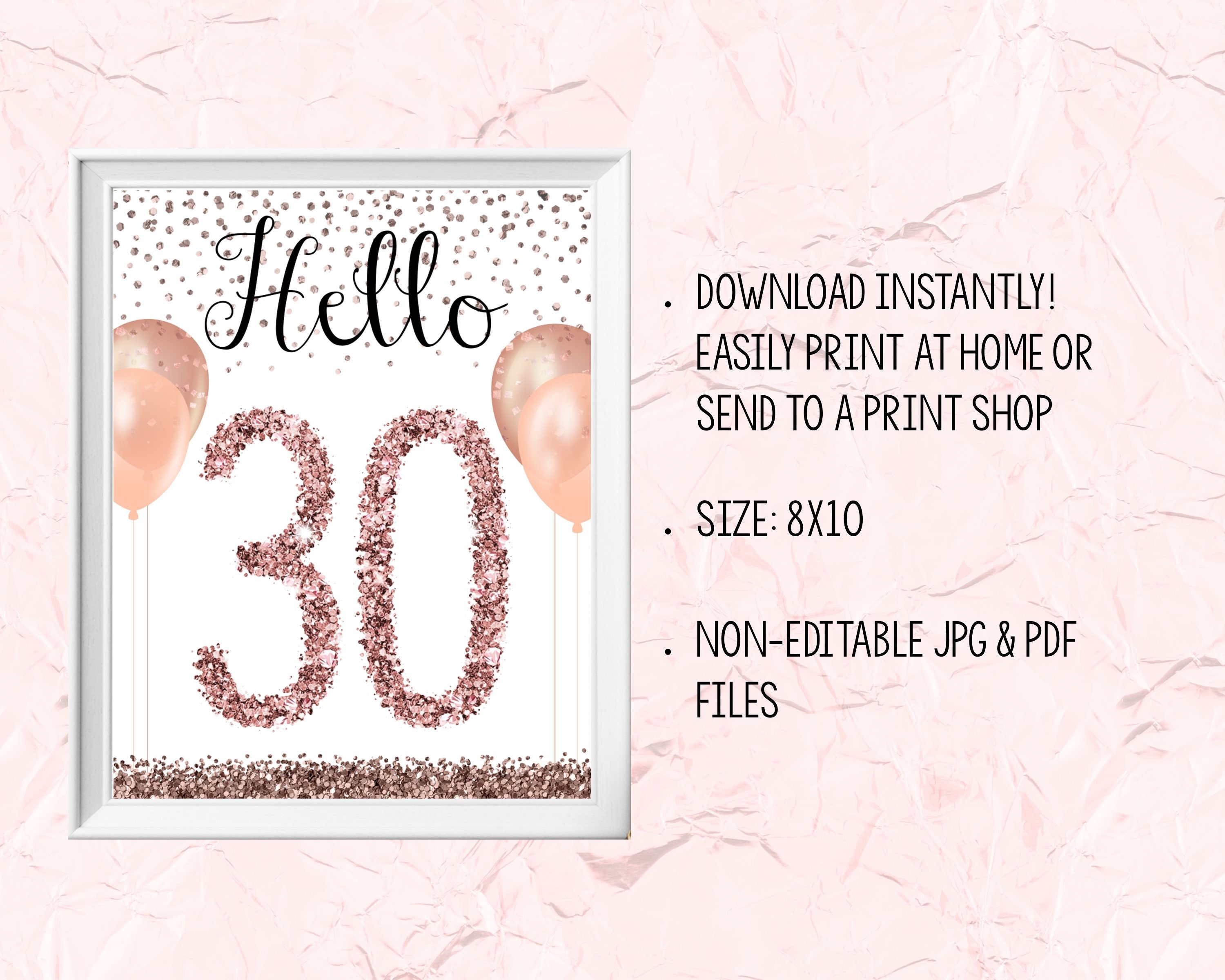 Printable Hello 30 Sign 30th Birthday Sign Printable 30th - Etsy