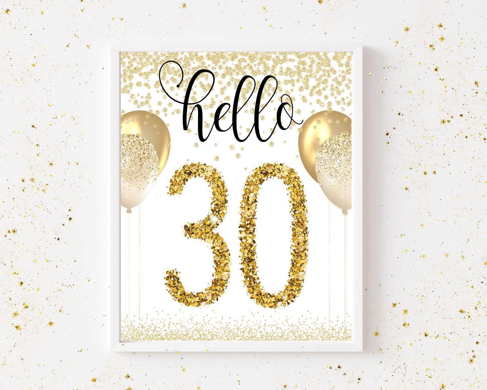 Printable Gold Hello 30 Sign 30th Birthday Sign Printable - Etsy