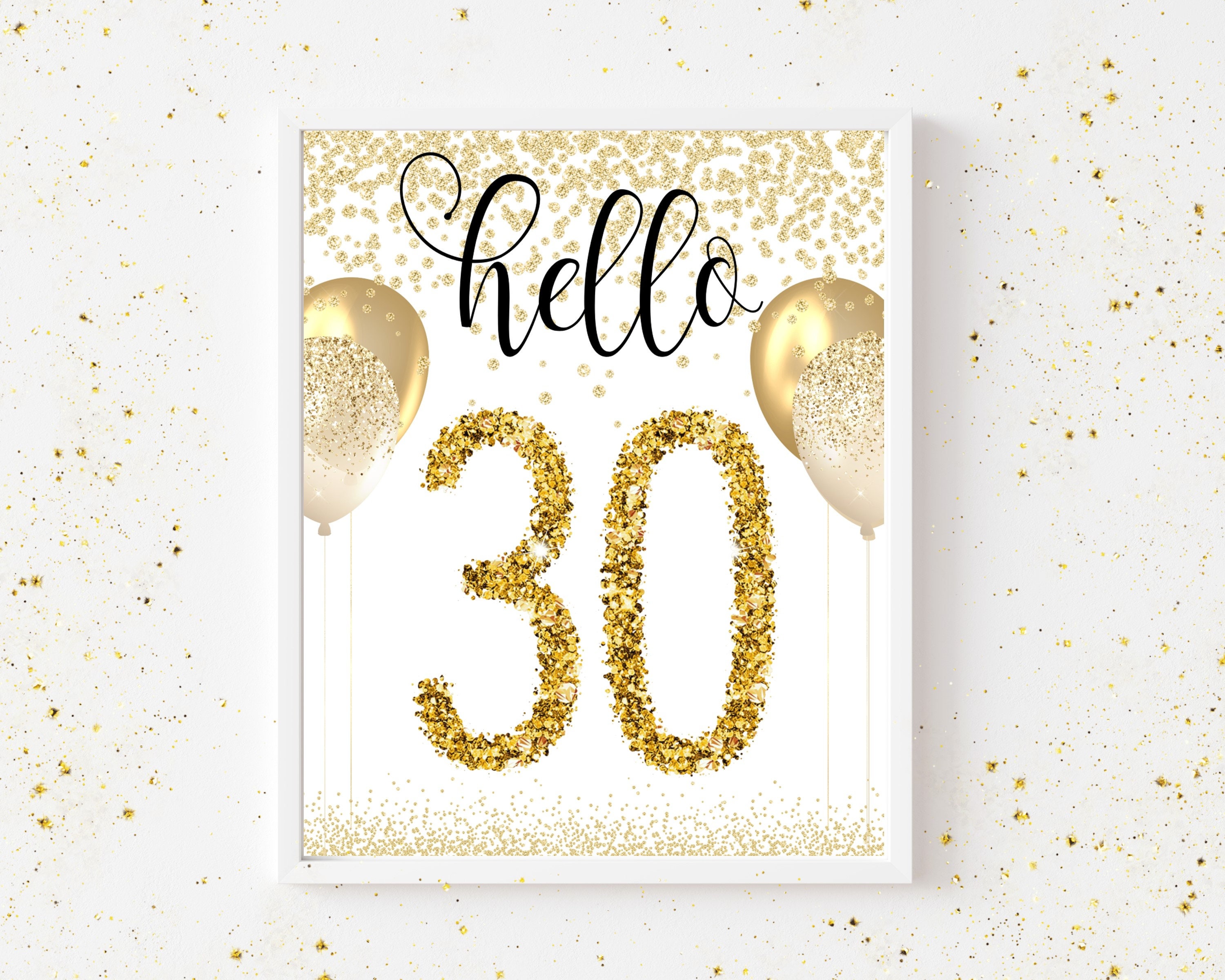Printable Gold Hello 30 Sign 30th Birthday Sign Printable - Etsy