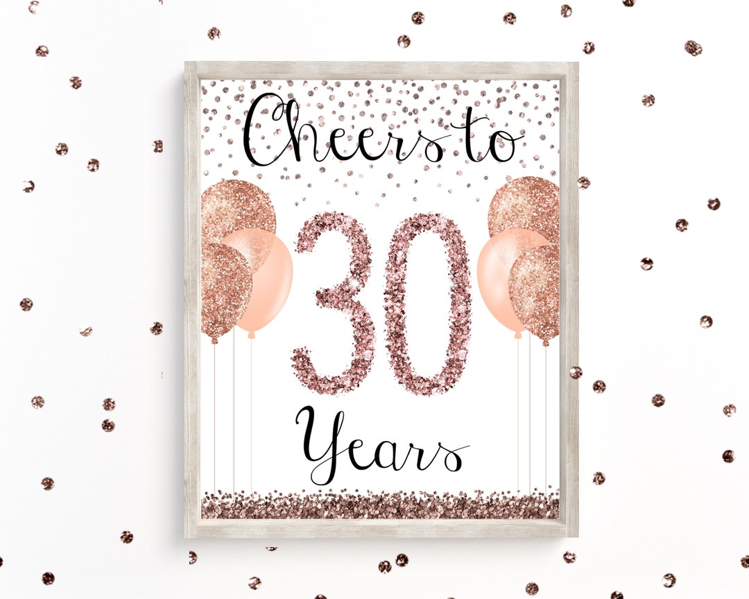 Printable Cheers to 30 Years Sign, 30th Birthday Sign, 30th Anniversary ...