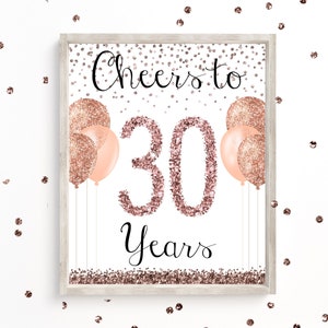 Printable Cheers to 30 Years Sign, 30th Birthday Sign, 30th Anniversary ...