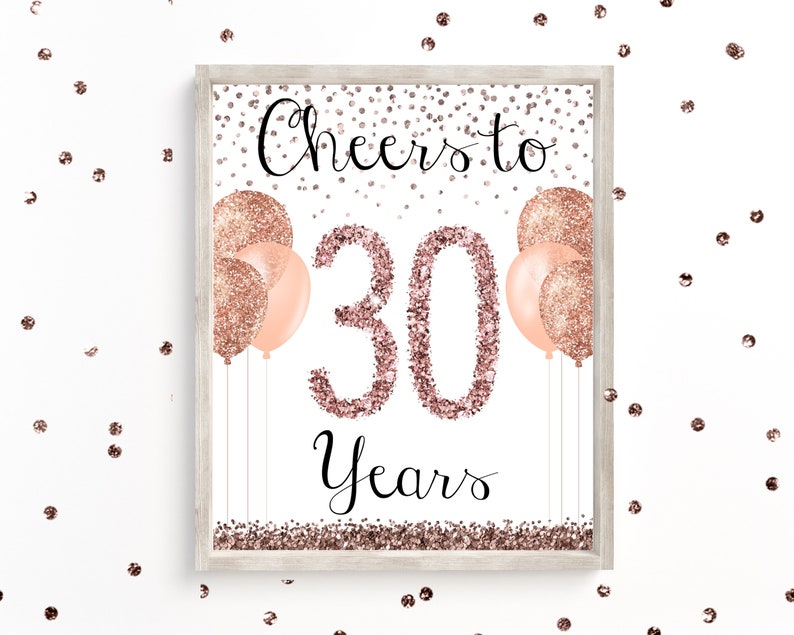 Printable Cheers to 30 Years Sign 30th Birthday Sign 30th - Etsy