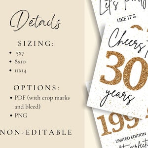 Printable Gold 30th Birthday Sign Bundle, Cheers to 30 Years, Vintage ...