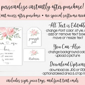 Mom-osa Bar Set, Printable Pink Floral Momosa Bar Sign, Juice Tags ...