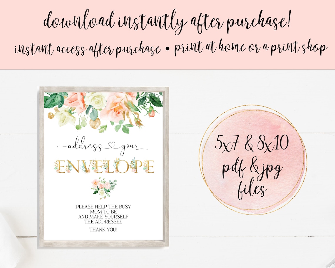 Address Your Envelope Sign, Baby Shower Addressee Sign, Gift Table Sign ...
