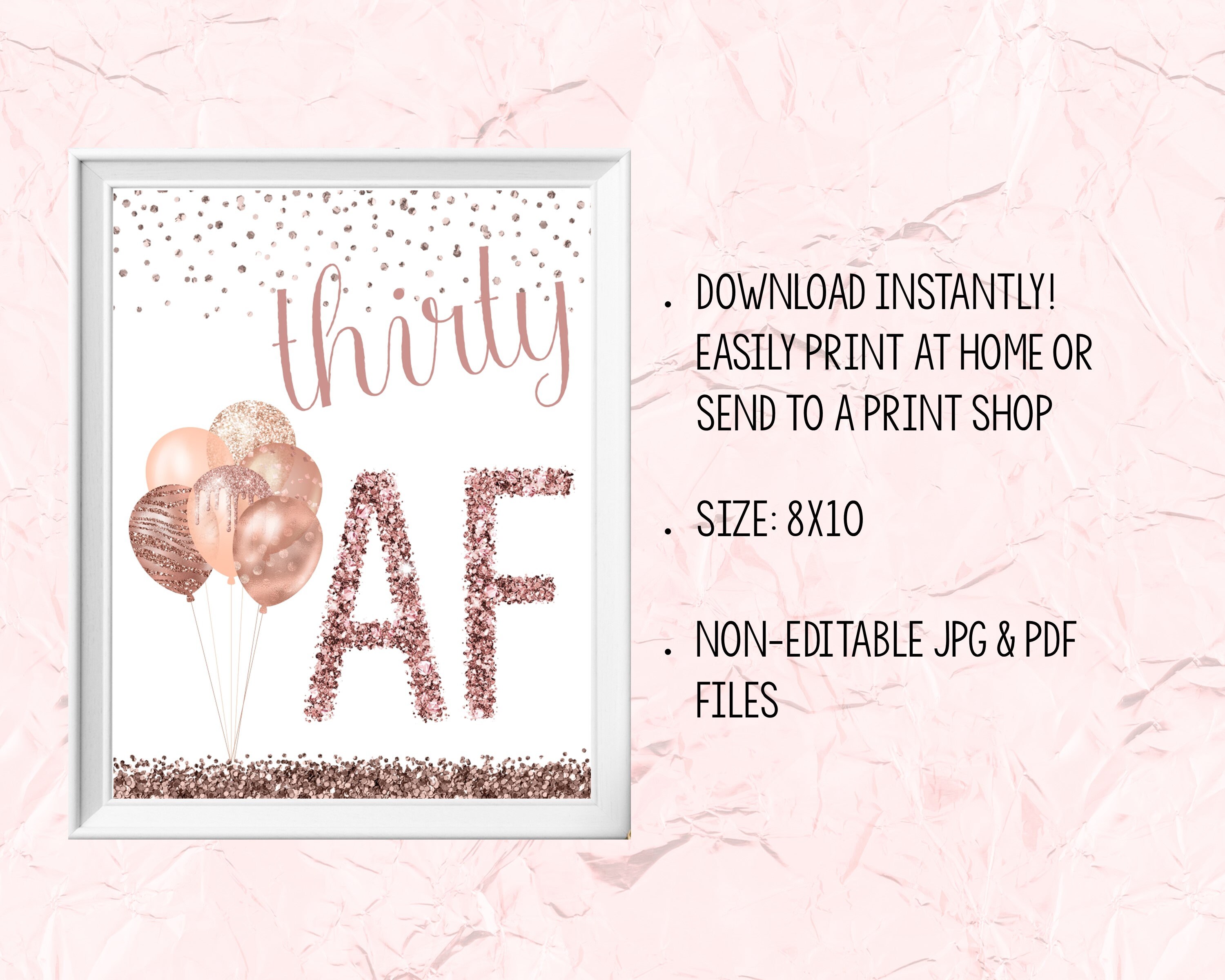 Printable Thirty AF Sign 30th Birthday Sign 30 Birthday - Etsy